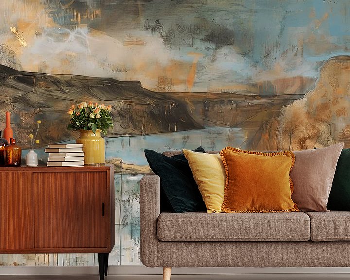 Abstract landschap in aardetinten van Studio Allee op canvas, behang en meer